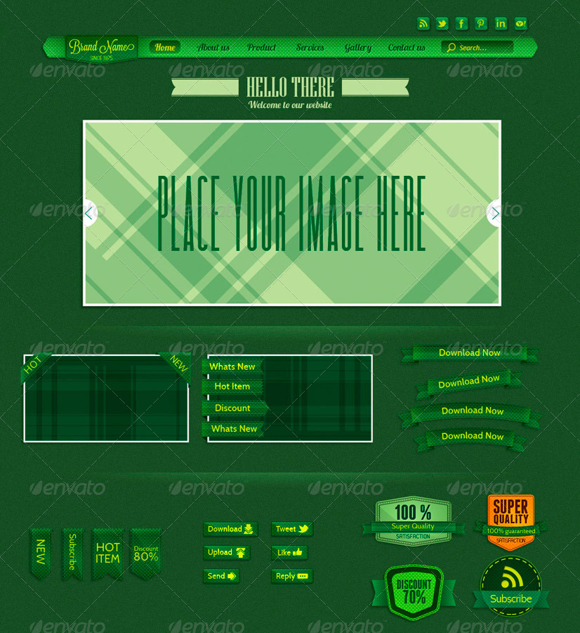 Retro Web Element, Web Elements | GraphicRiver